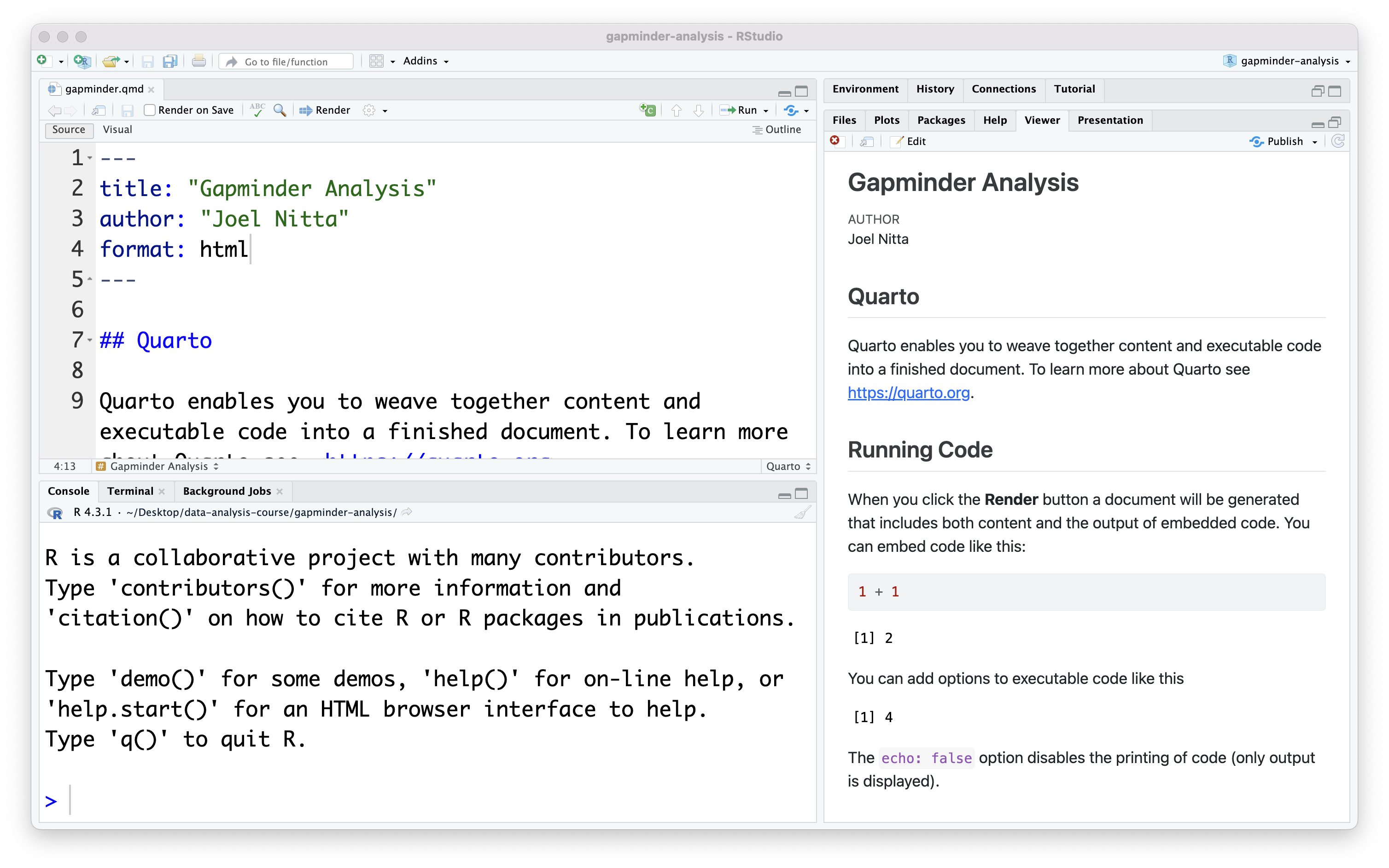Reproducible data analysis – index